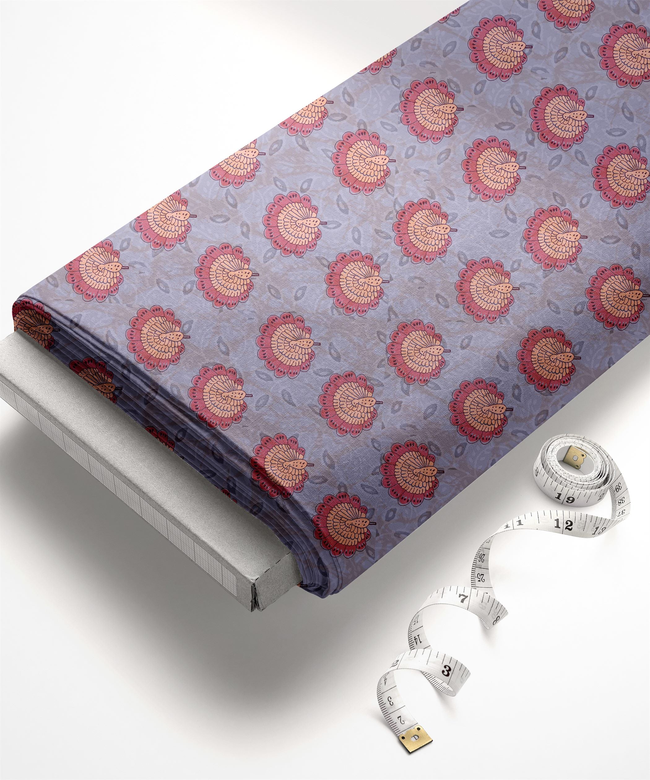 Buy Lilac-Orange Peacock Motif Print Online at Wholesale Prices ...