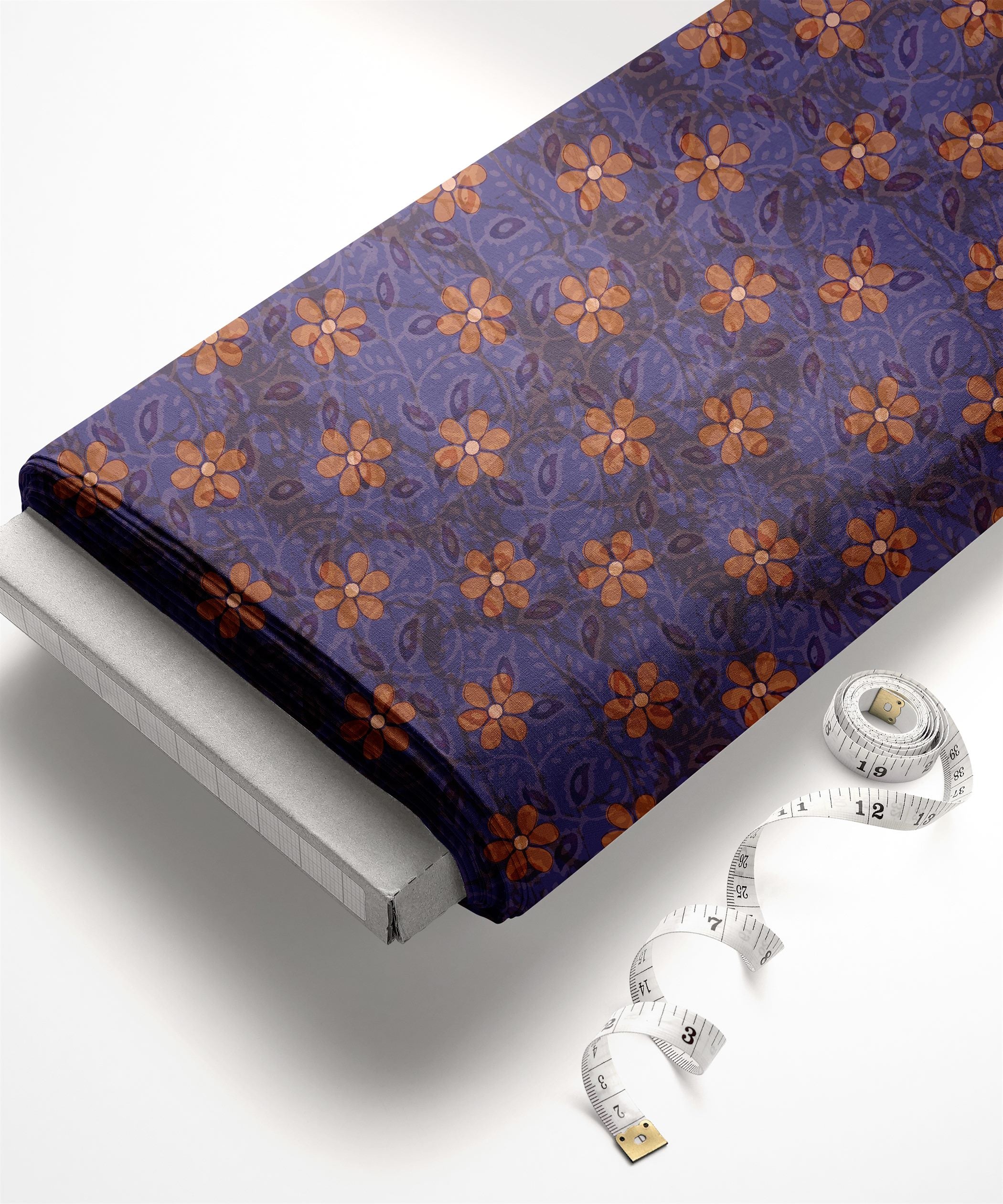 Buy Navy Blue-Brown Periwinkle Flower Print Online at Wholesale Prices ...