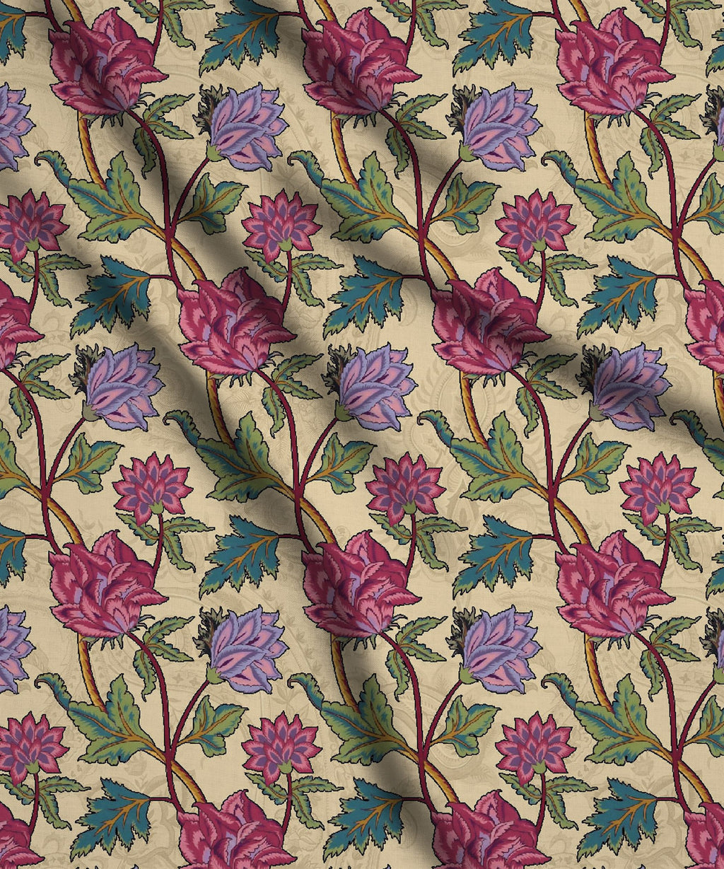 Buy Pink-Purple Lotus Kalamkari Print Online at Wholesale Prices ...